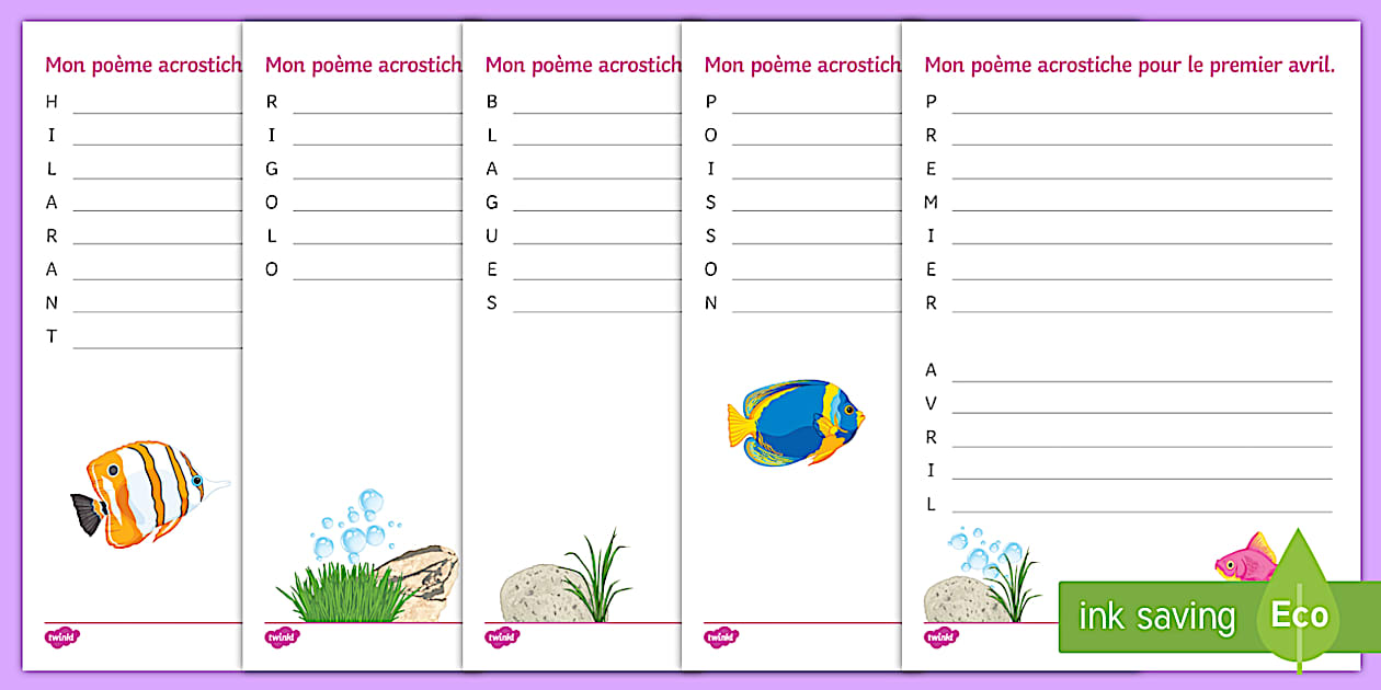 April Fools' Acrostic Poem in French. Teacher-Made. - Twinkl
