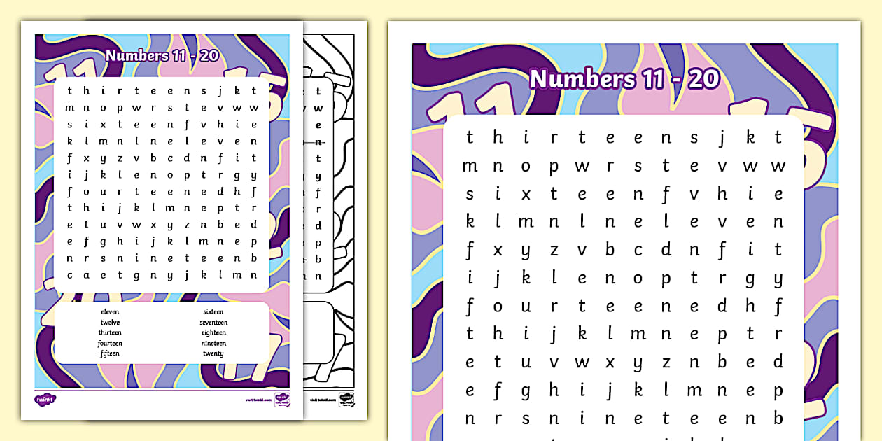 Numbers 11-20 Word Search (teacher made) - Twinkl