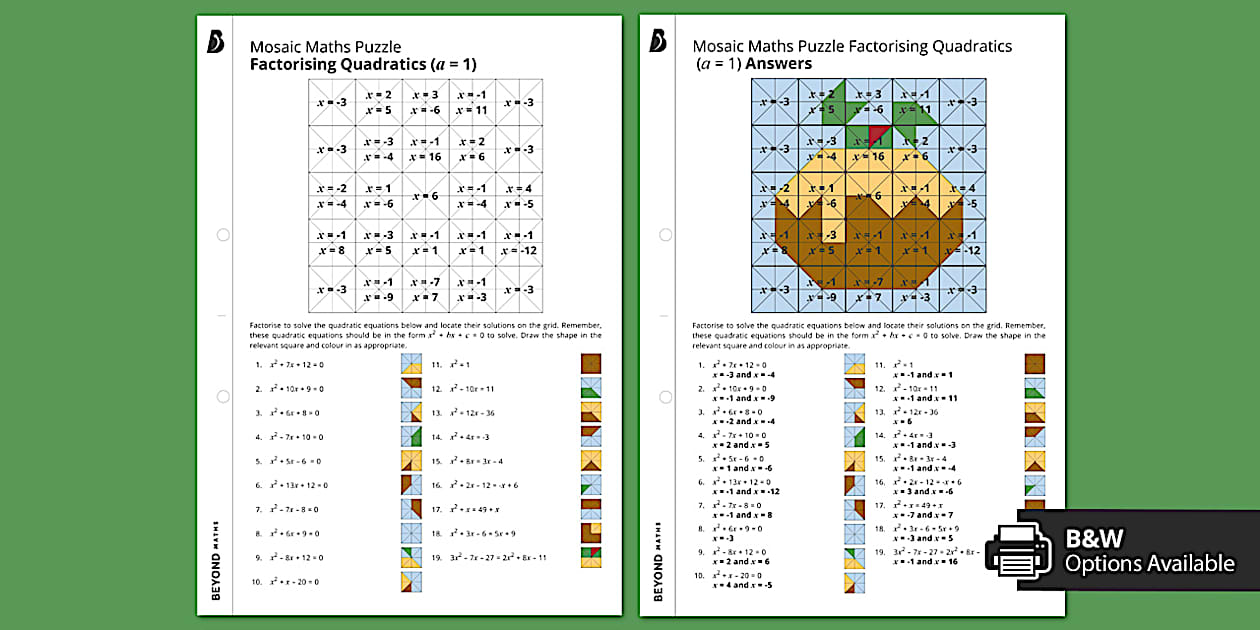 👉 Christmas Solving Quadratic Equation Puzzle where a = 1