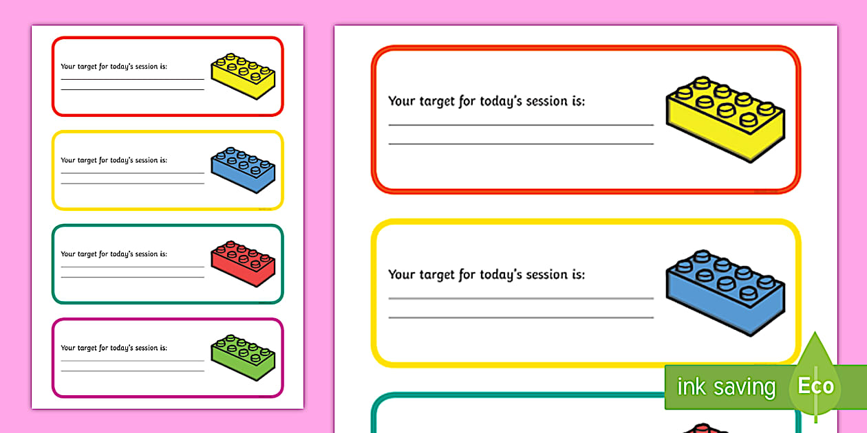 Editable Building Brick Therapy Target Cards - Twinkl