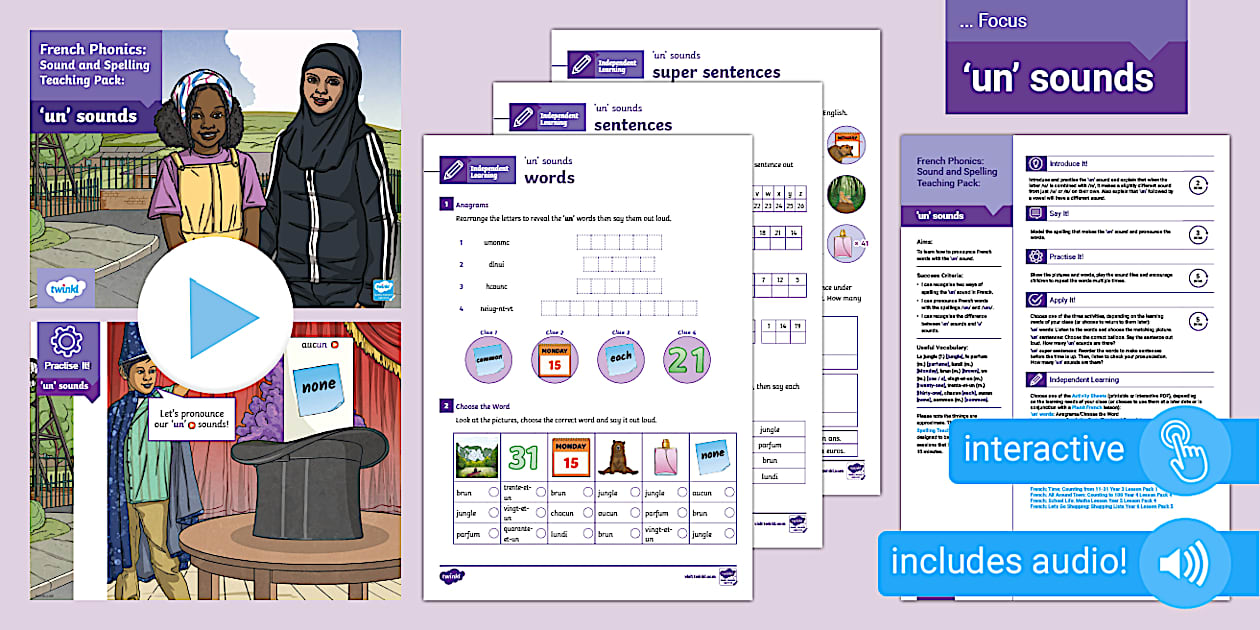 👉 French Phonics: Sound and Spelling Pack: 'un' Sounds