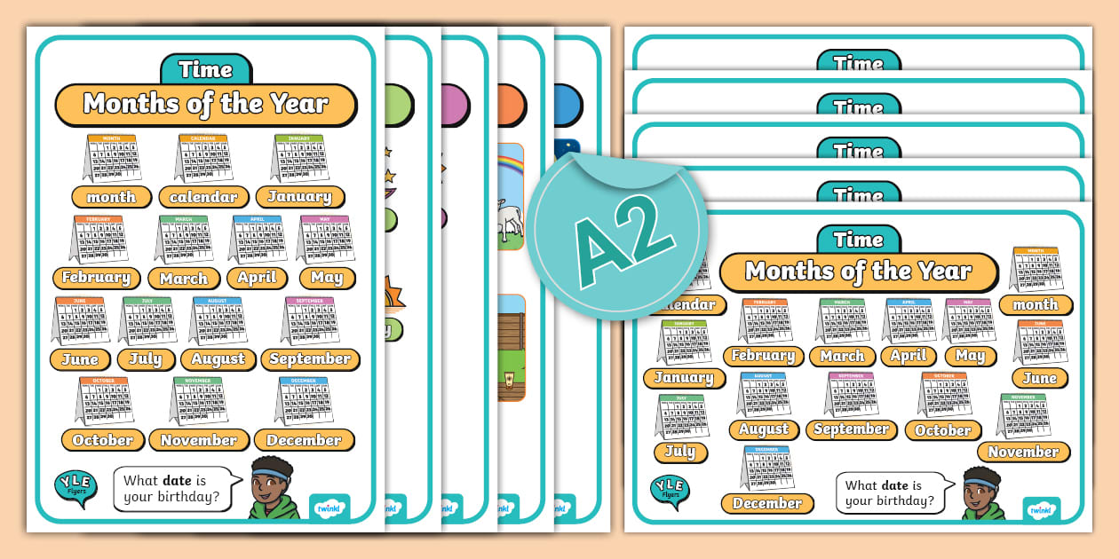 YLE Flyers Time Vocabulary Posters (Lehrer gemacht) - Twinkl