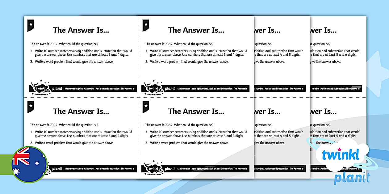 Year 4 Number: The Answer Is... Home Learning Tasks - Twinkl