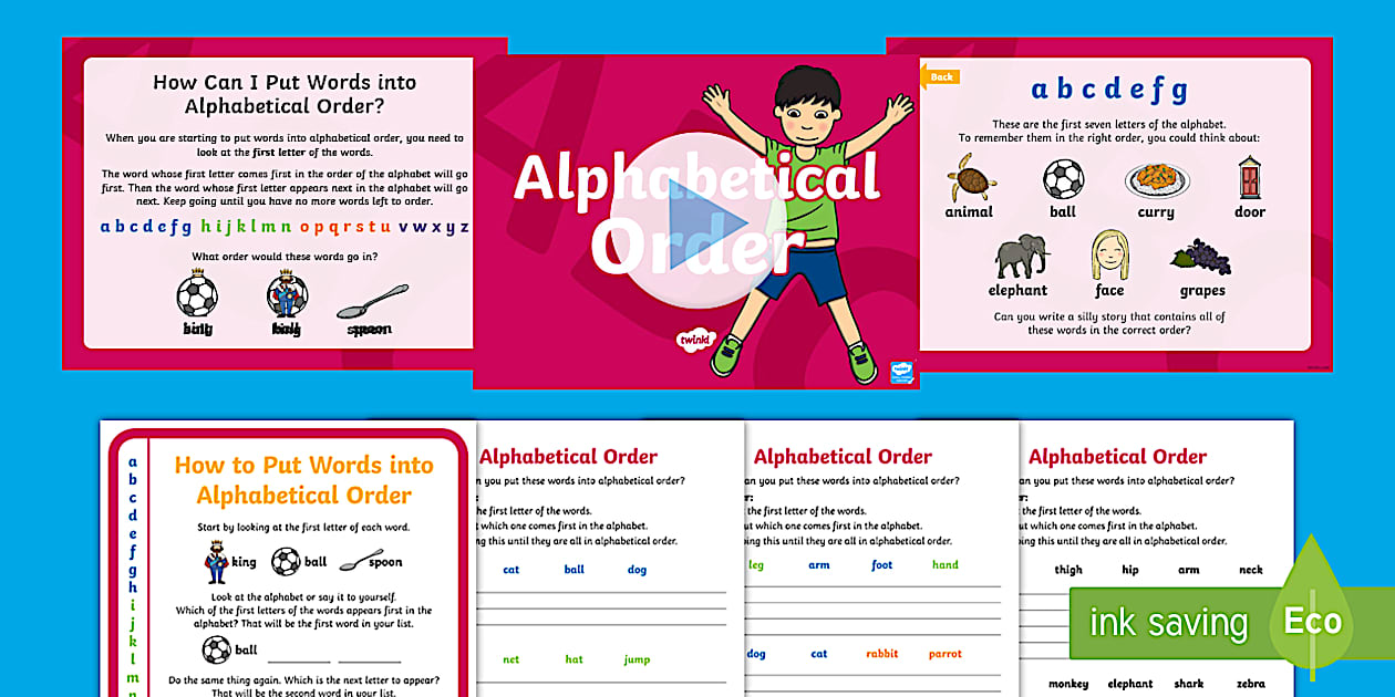 Alphabetical Order on PowerPoint and Paper | Primary