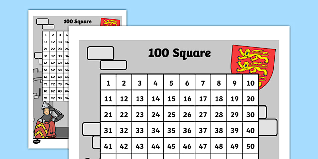 Castle Themed 100 Square (teacher made) - Twinkl