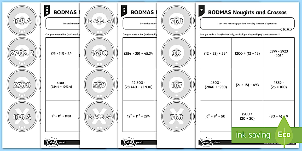 BODMAS Noughts and Crosses Differentiated Game - Twinkl