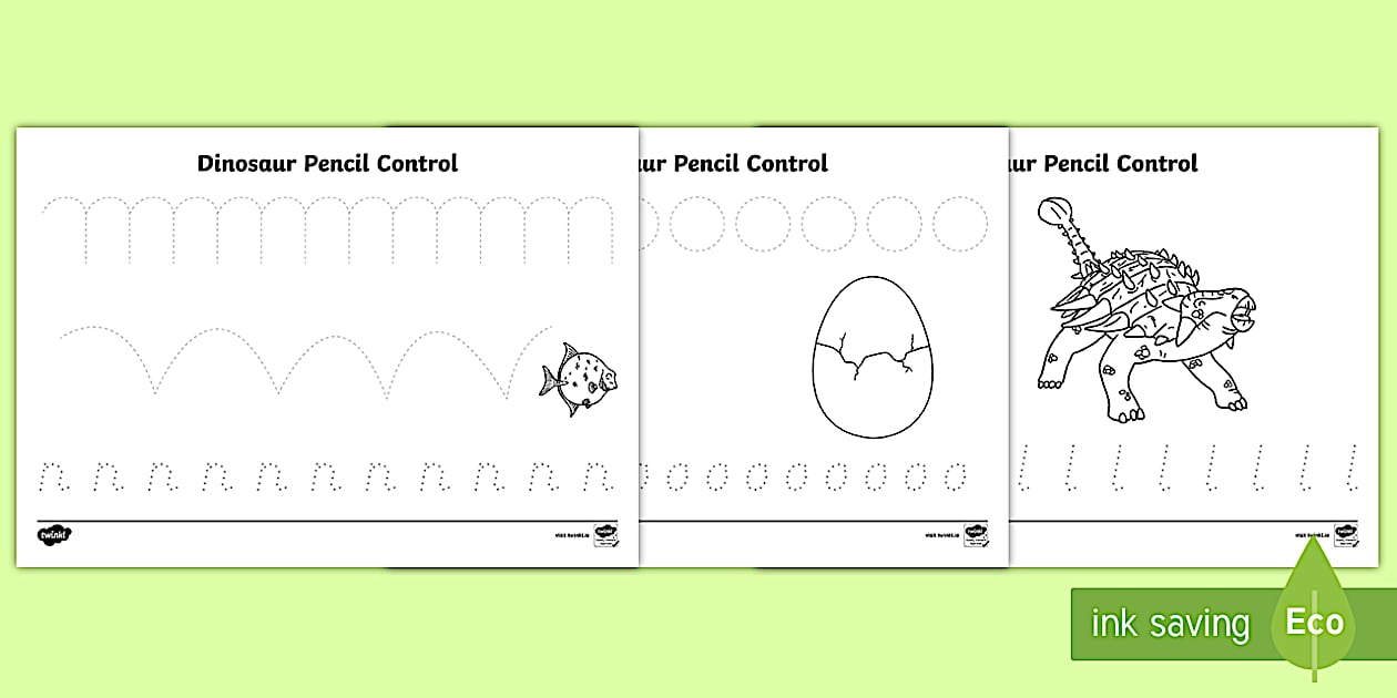 Dinosaur Pencil Control Worksheets (teacher made) - Twinkl