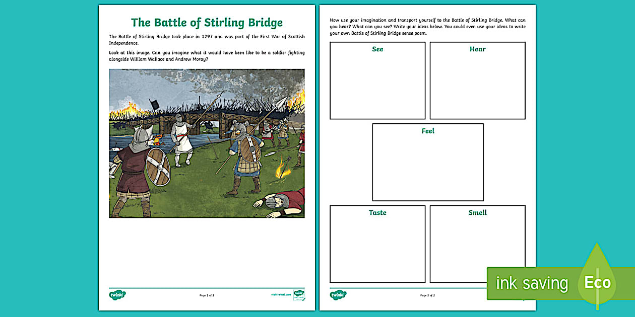 Battle of Stirling Bridge Senses Worksheet / Worksheet