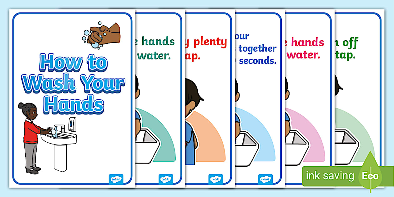How to Wash Your Hands Sequencing Display Posters - - Twinkl