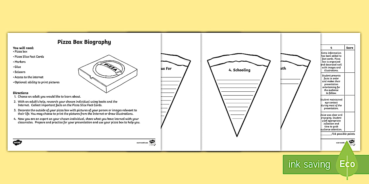 Pizza Box Biography: Project and Rubric (Teacher-Made)