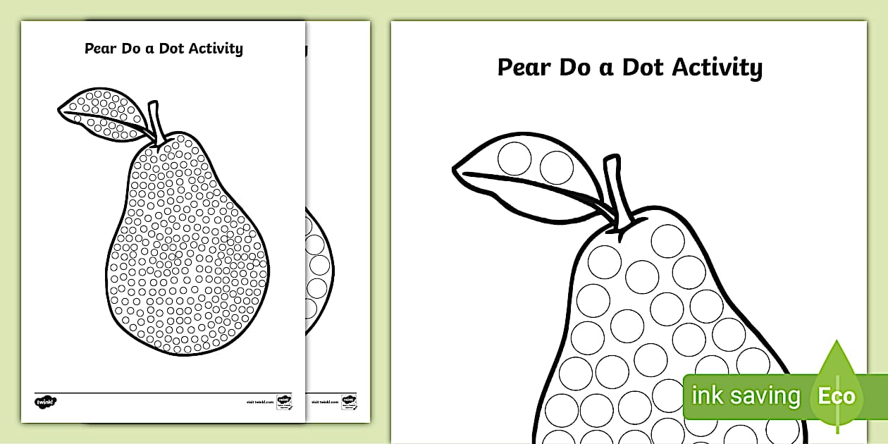 Free Pear Do-a-Dot Activity Worksheets for Kids: Download!