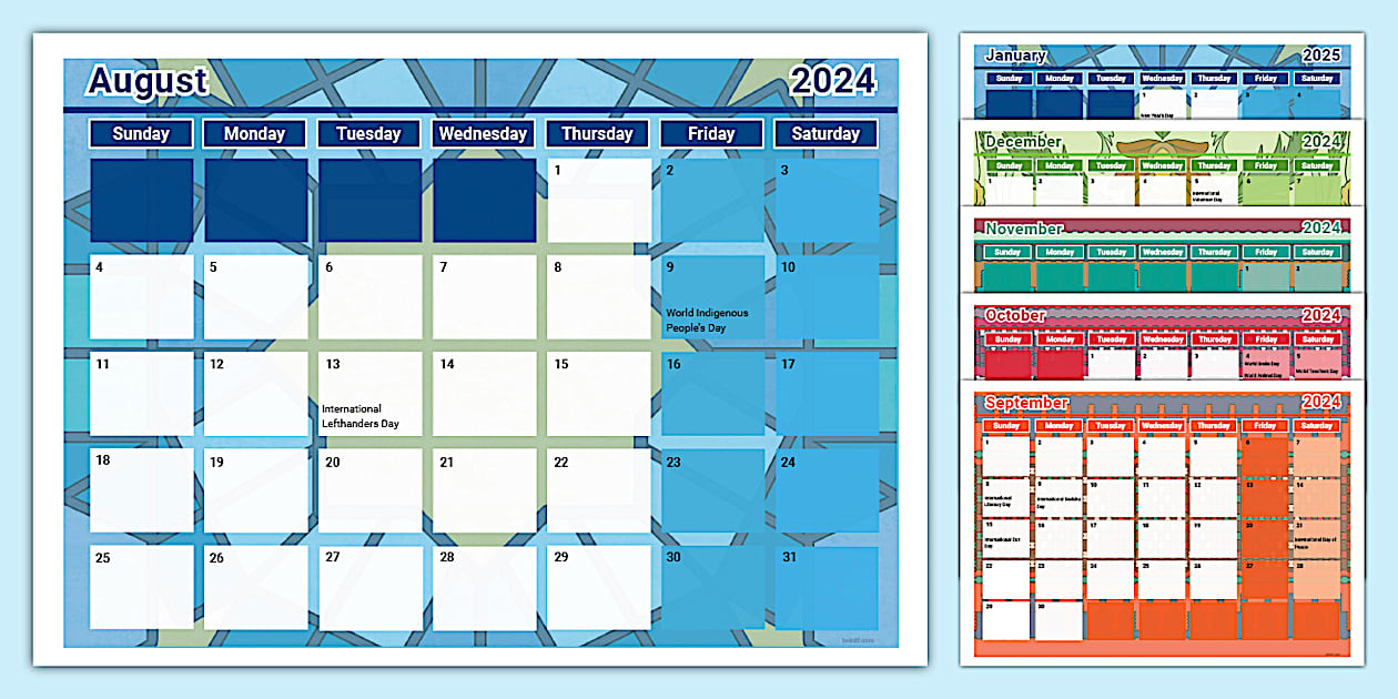 2024-2025 Monthly Planning Calendar (teacher made) - Twinkl