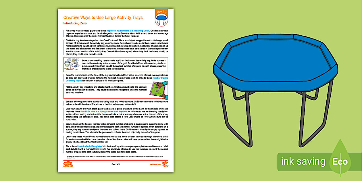 Ages 3-5 Ways to Use Large Activity Trays: Introducing Zero
