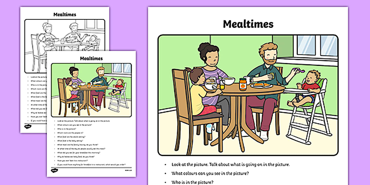 Mealtimes Oral Language Worksheet / Worksheet-Irish, worksheet