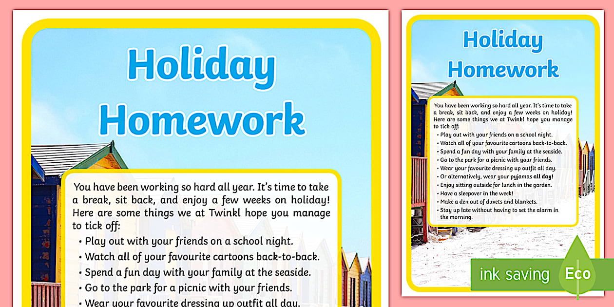 Holiday Homework Checklist - Holiday Homework Pictures