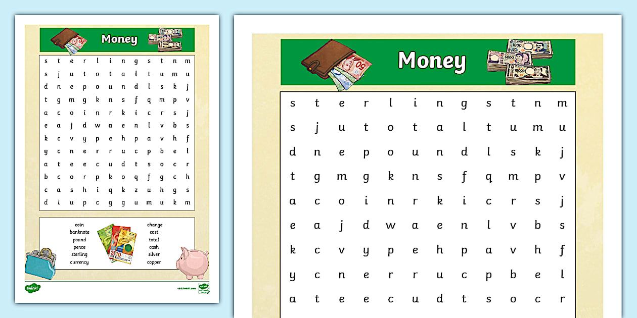 Money Word Search (teacher made) - Twinkl