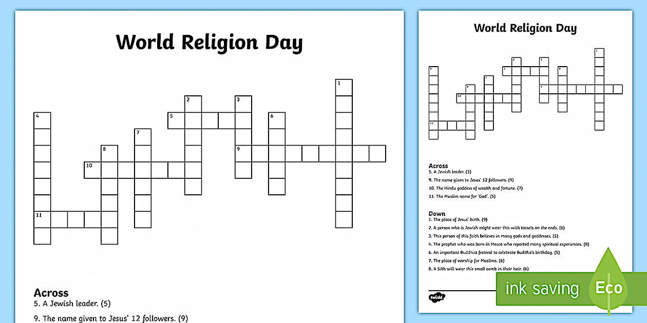 World Religion Day Crossword