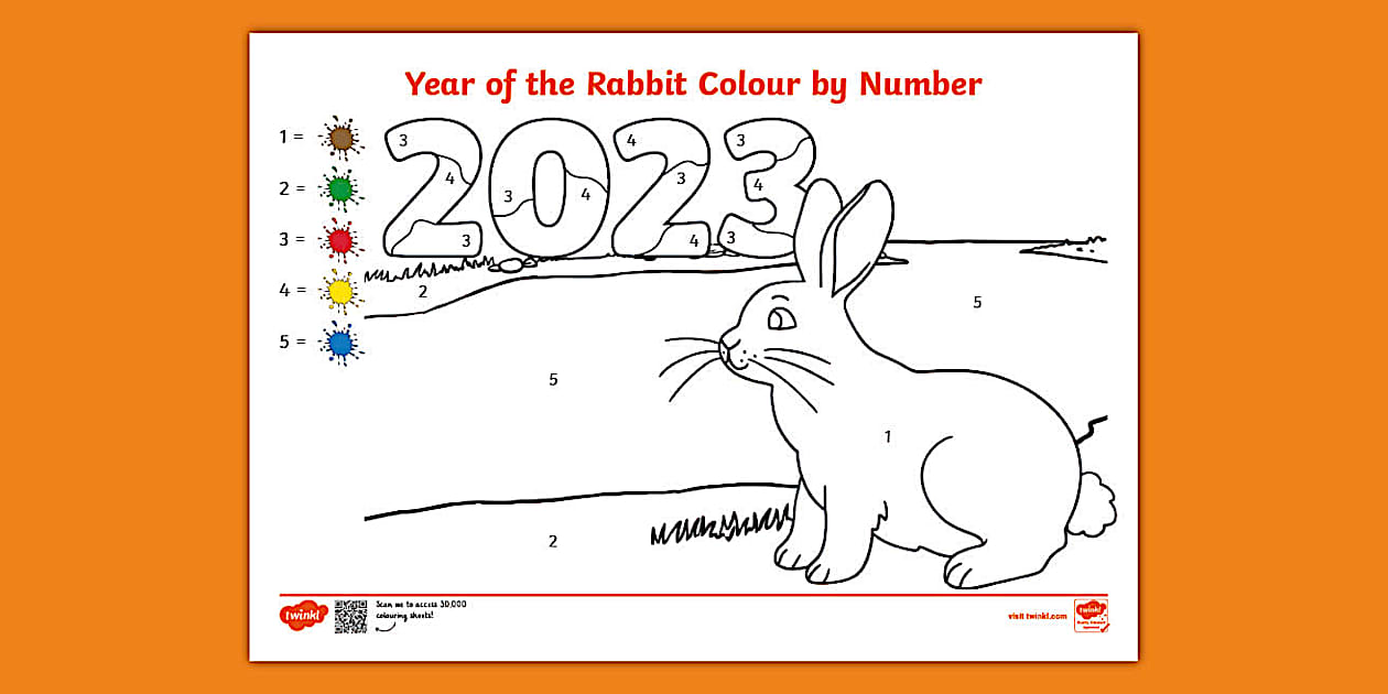 Year of the Rabbit Colour by Numbers to 5 | Twinkl - Twinkl