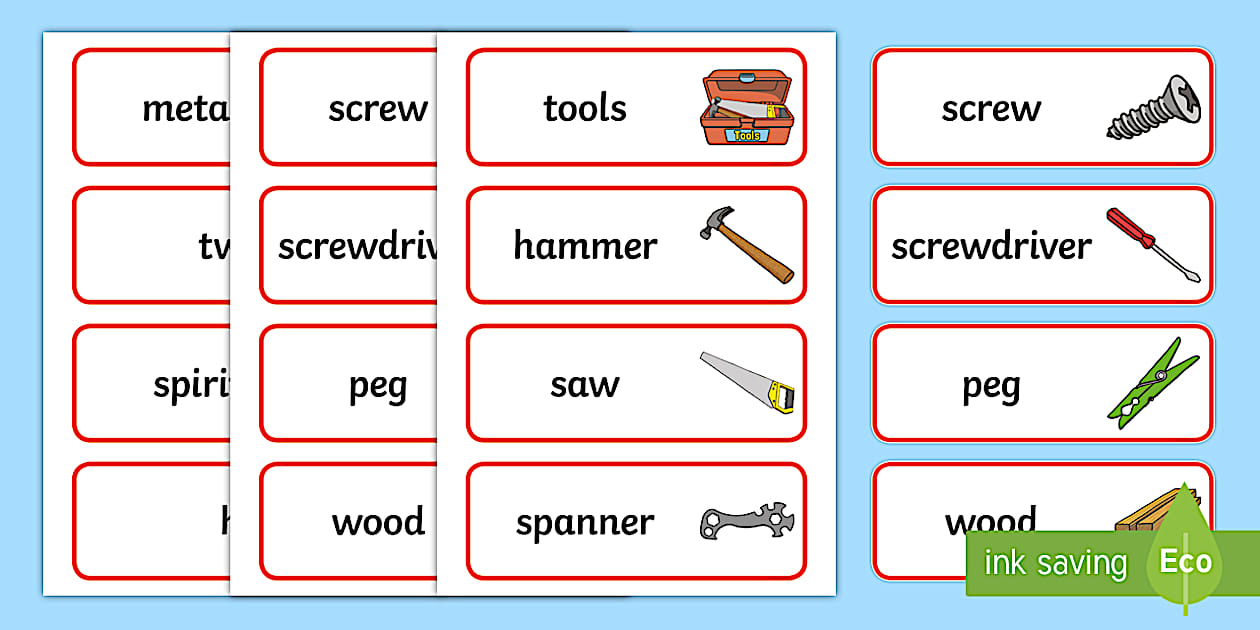 Tinkering Table Vocabulary Word Cards (teacher made)