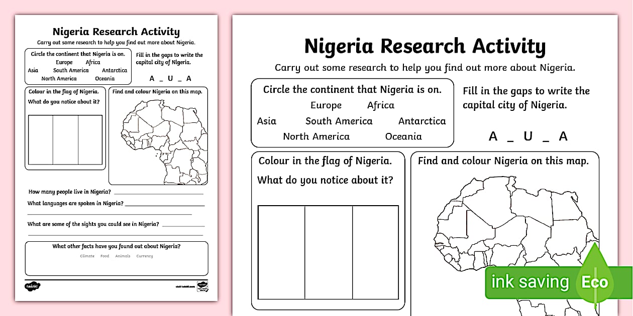 KS1 Nigeria Research Activity (Teacher-Made) - Twinkl