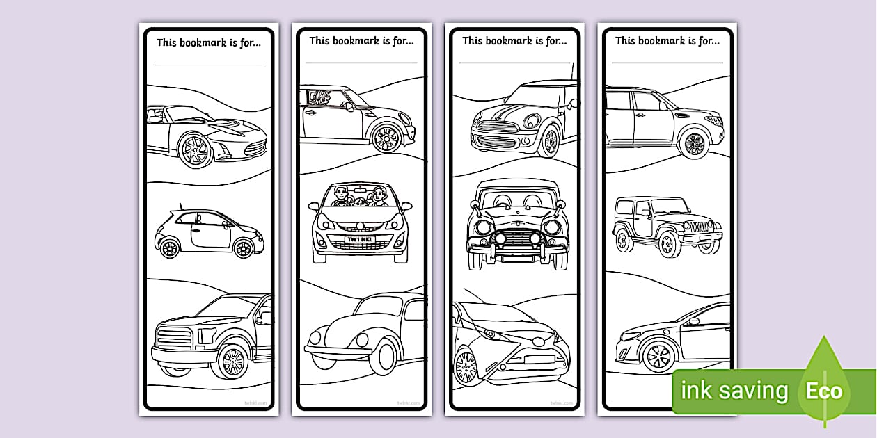Car Bookmarks to Colour (teacher made) - Twinkl