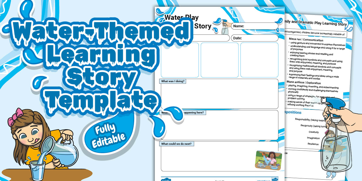 Water-Themed Learning Story Template (editable)