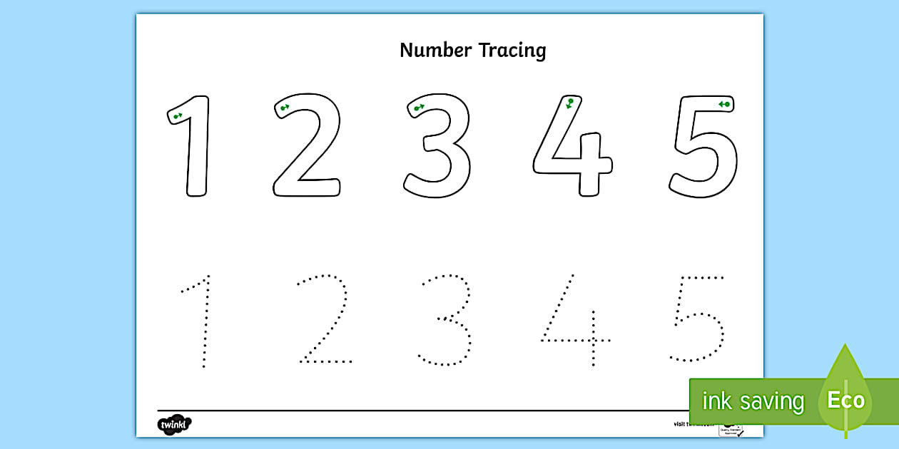 Number Tracing 1-5 Worksheet / Worksheet - Twinkl