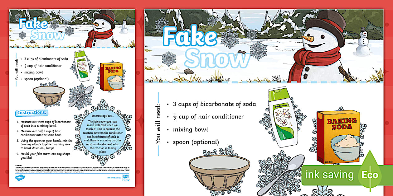 Fake Snow Instructions - Years 3-4 - Events (teacher made)