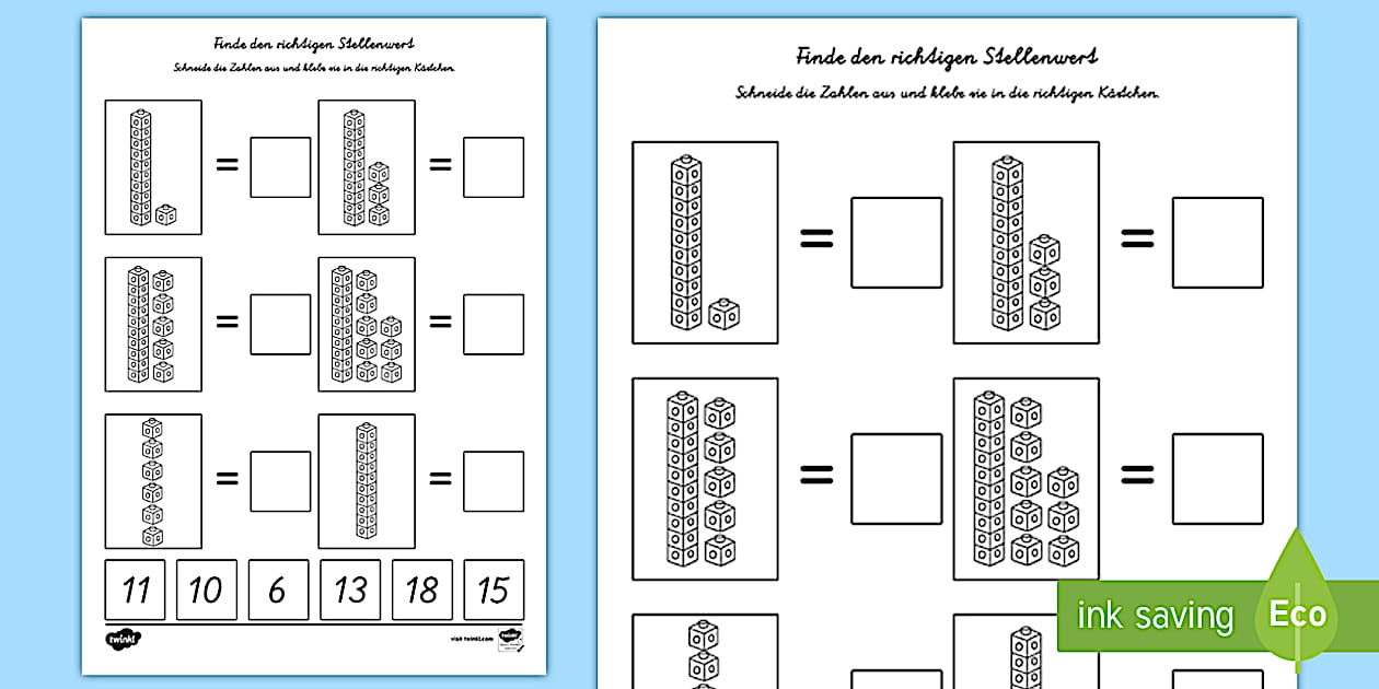 Stellenwert Einer und Zehner Arbeitsblatt (Teacher-Made)