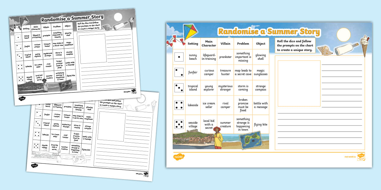 Randomise a Summer Story Writing Template