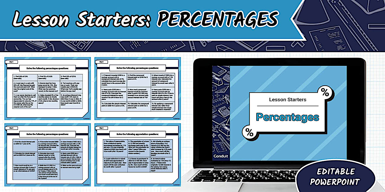 National 5 Percentages - Five Lesson Starters PowerPoint