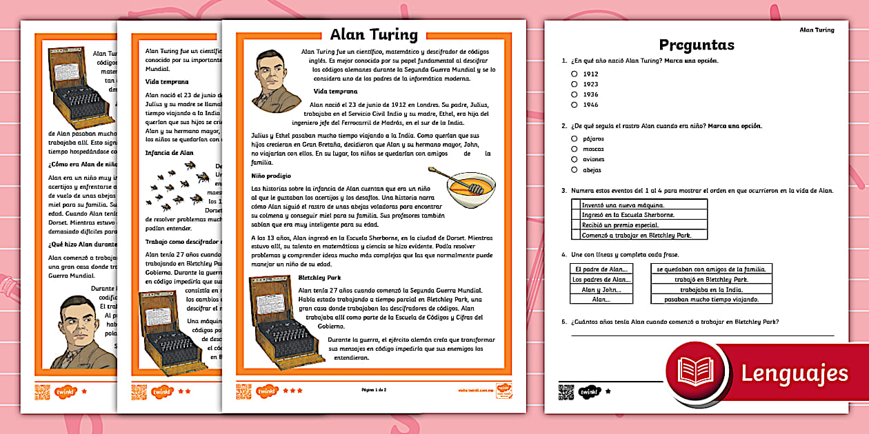Alan Turing - lectura (teacher made) - Twinkl