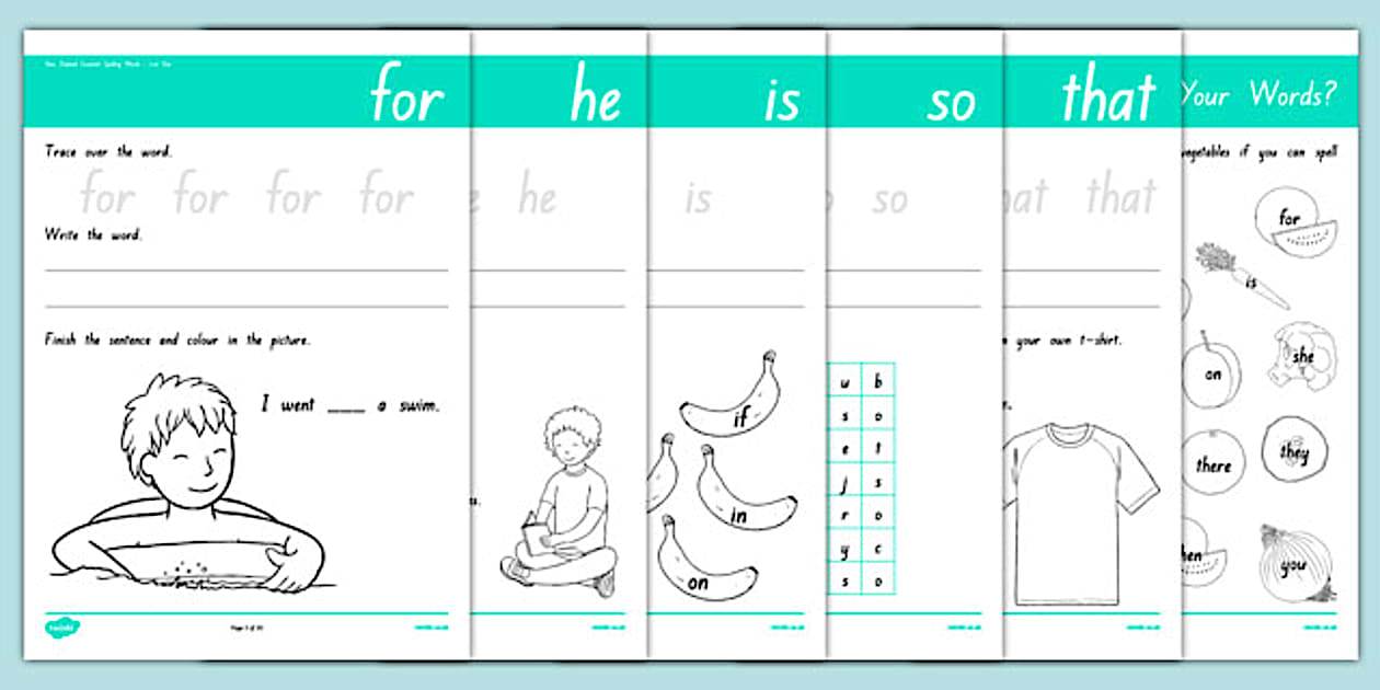 New Zealand Essential Spelling Words - List 2 Worksheets
