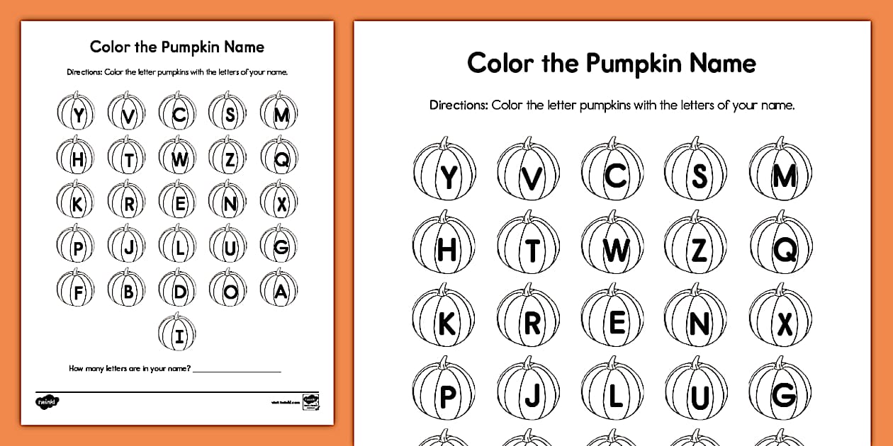 Color the Pumpkin Name Writing Practice Worksheet | Letters