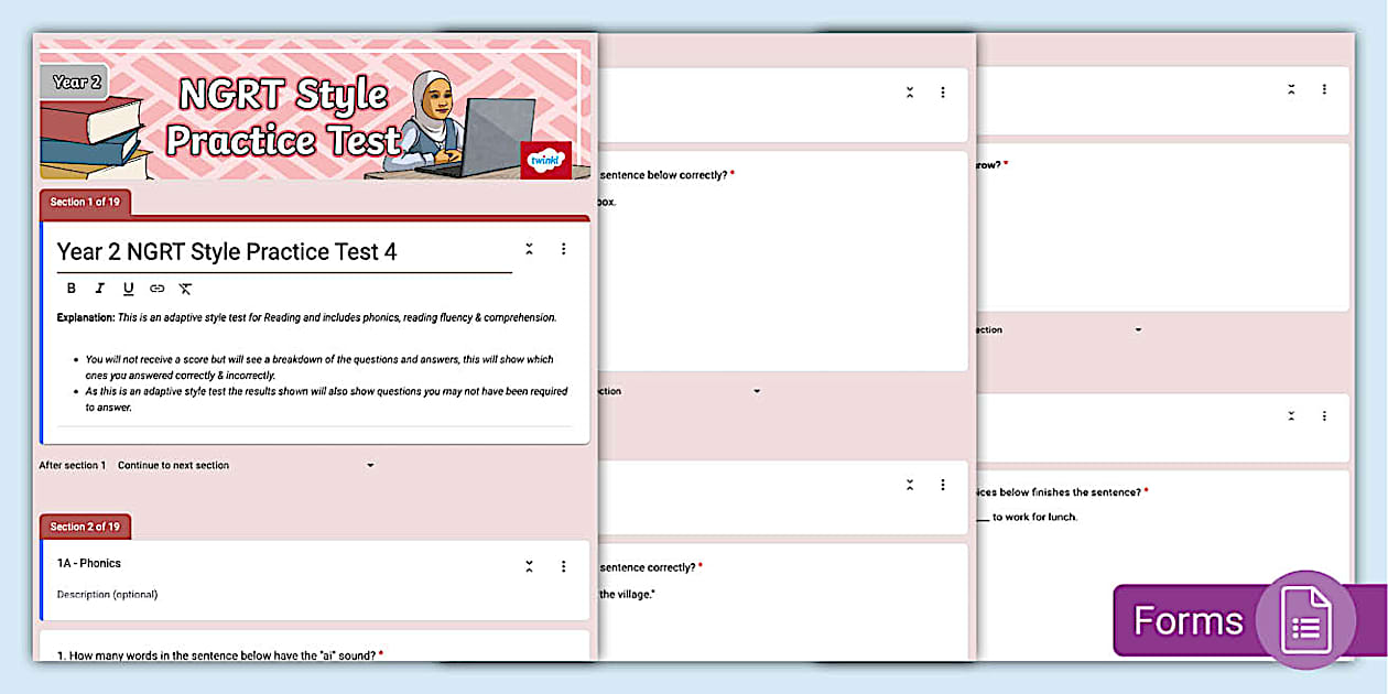 Year 2 NGRT Style Practice Test 4 (teacher made) - Twinkl