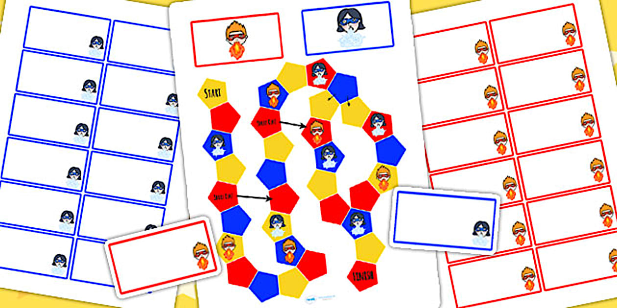 Black and White Superhero Themed Editable Board Game