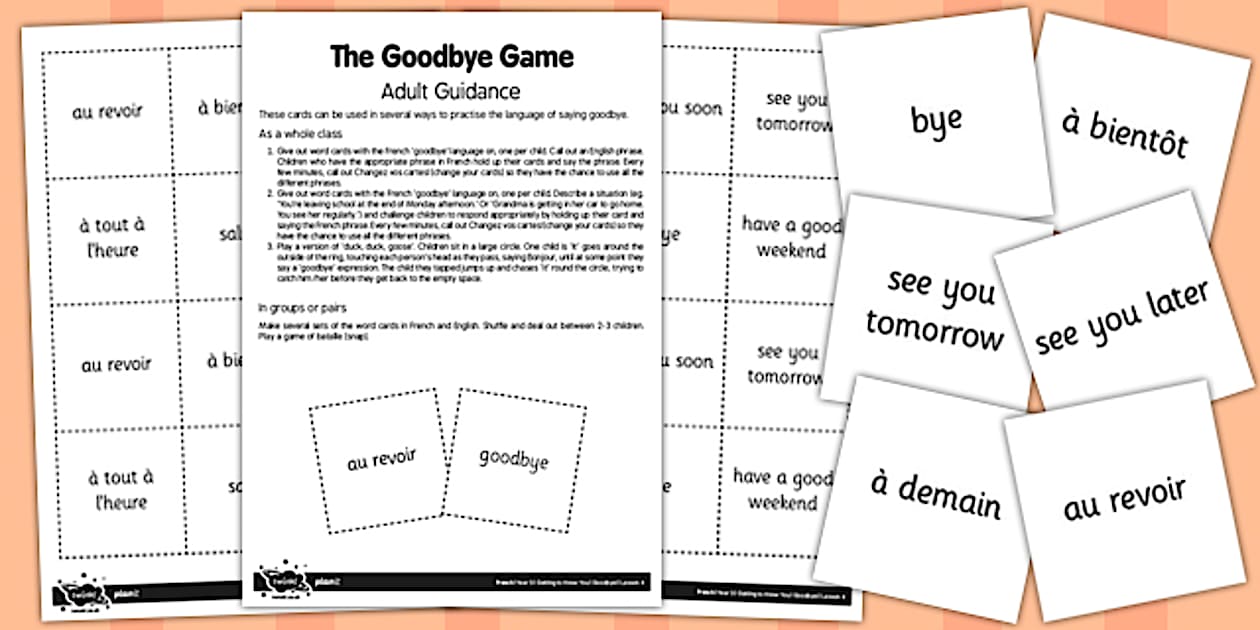 French Goodbye Game Cards (l'enseignant a fait) - Twinkl