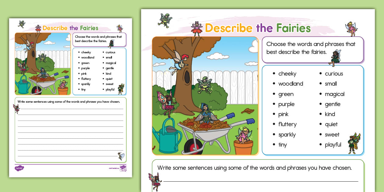 Describe the Fairies Worksheet (l'enseignant a fait)