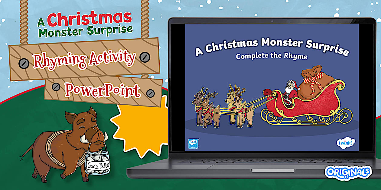 A Christmas Monster Surprise Rhyming Activity PowerPoint