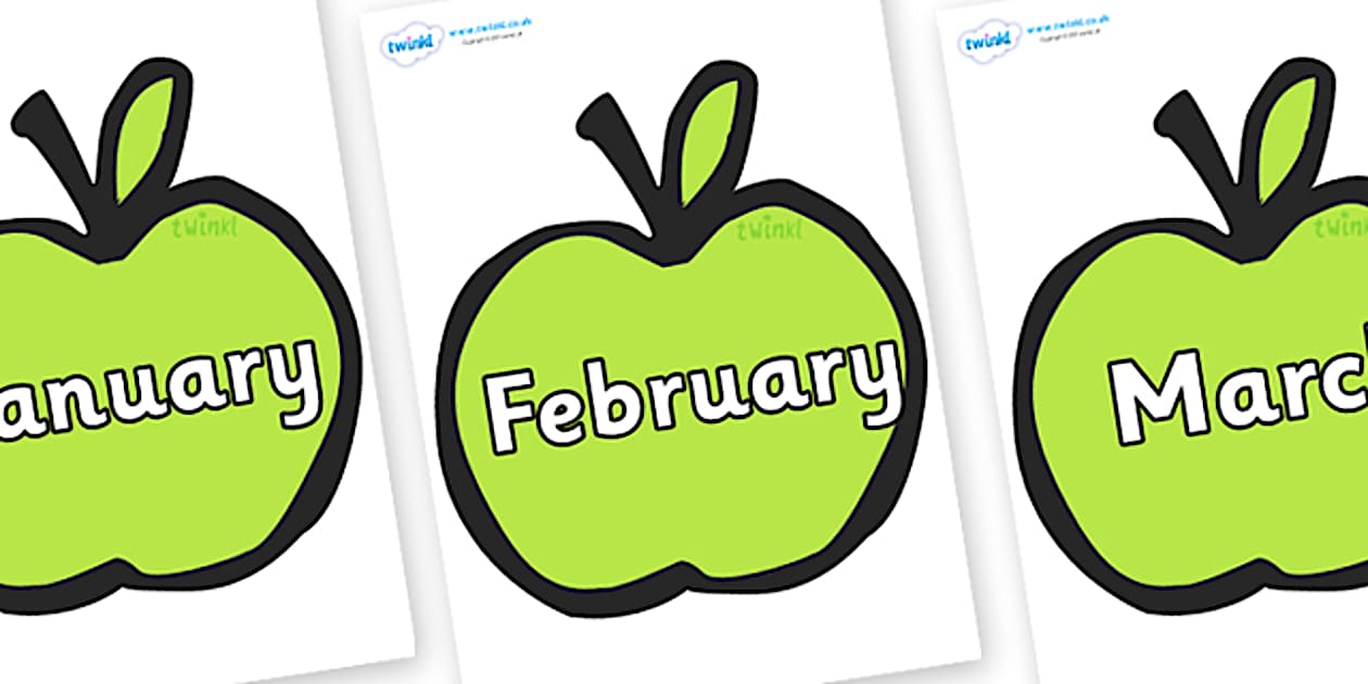 Months of the Year on Apples (teacher made) - Twinkl