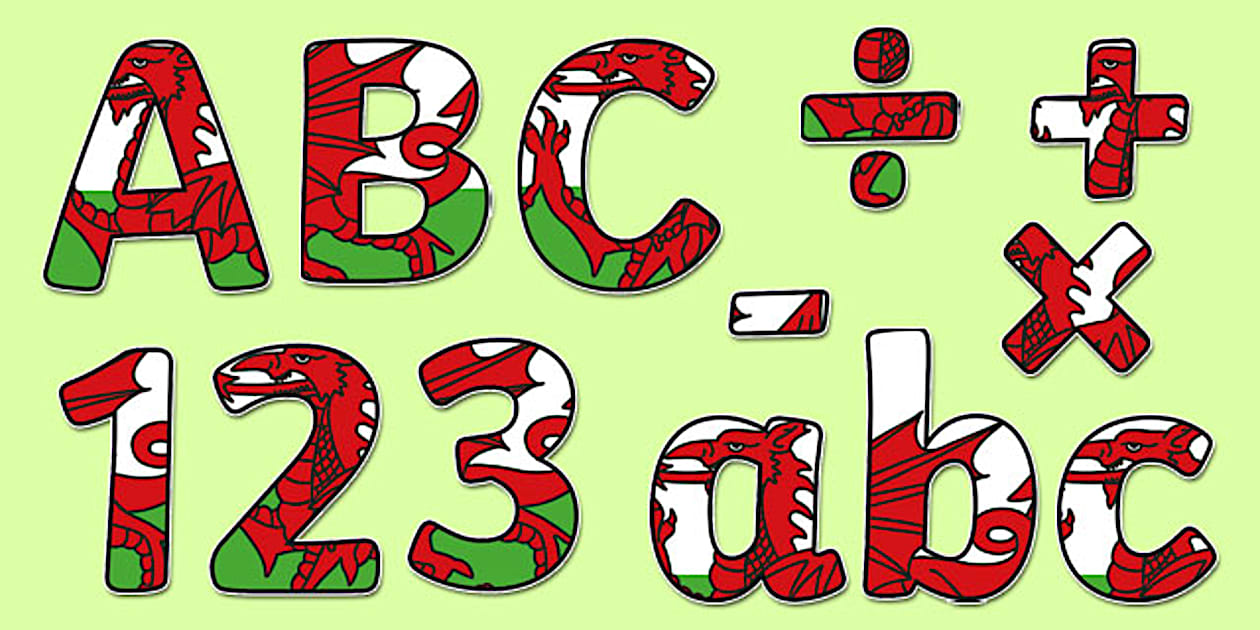Welsh Flag Display Lettering (teacher made) - Twinkl