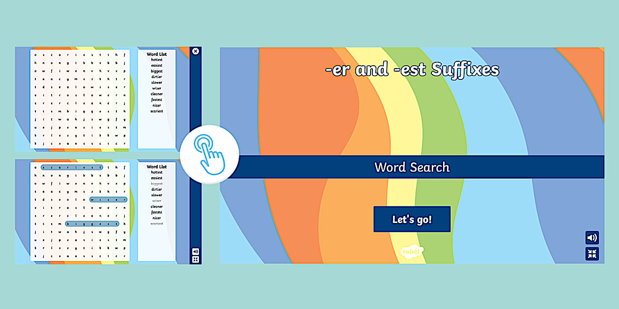 -er and -est Suffix Interactive Word Search (teacher made)