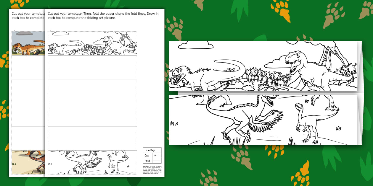 Dinosaurs Coloring Folding Art Template (teacher made)