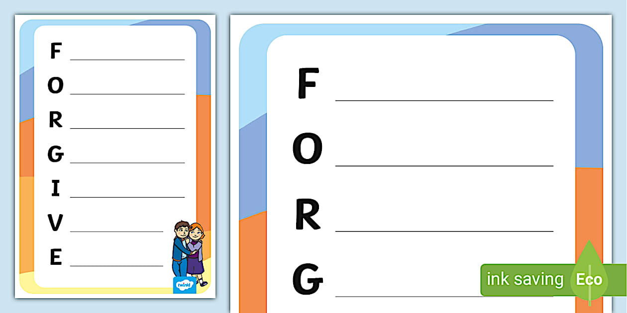 Forgiveness Poems – Acrostic Poem Template - Twinkl