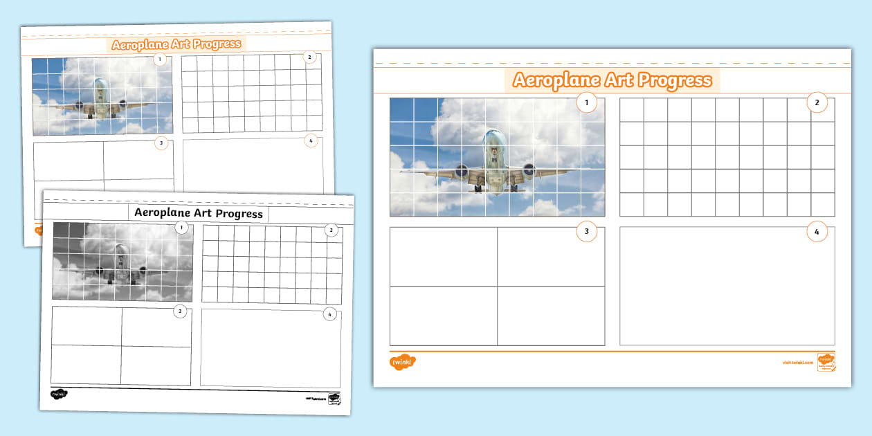 Aeroplane Art Progress Template (teacher made) - Twinkl