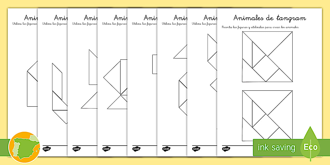 Editable Fichas de actividad: Animales de 'Tangram' - Twinkl