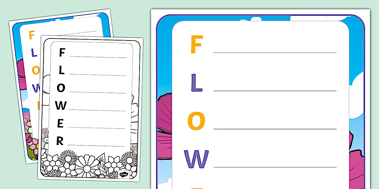 Flower Acrostic Poem Template (Teacher-Made) - Twinkl