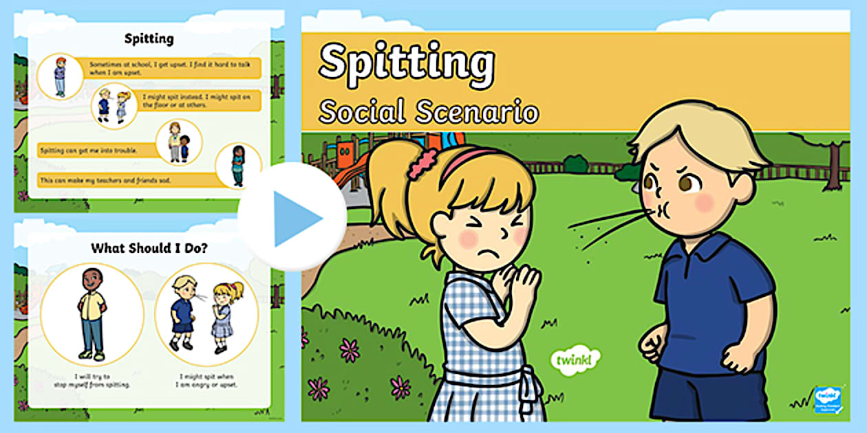 Spitting Social Scenario PowerPoint (teacher made) - Twinkl