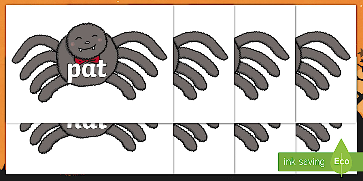 Halloween Words on Spiders (teacher made) - Twinkl