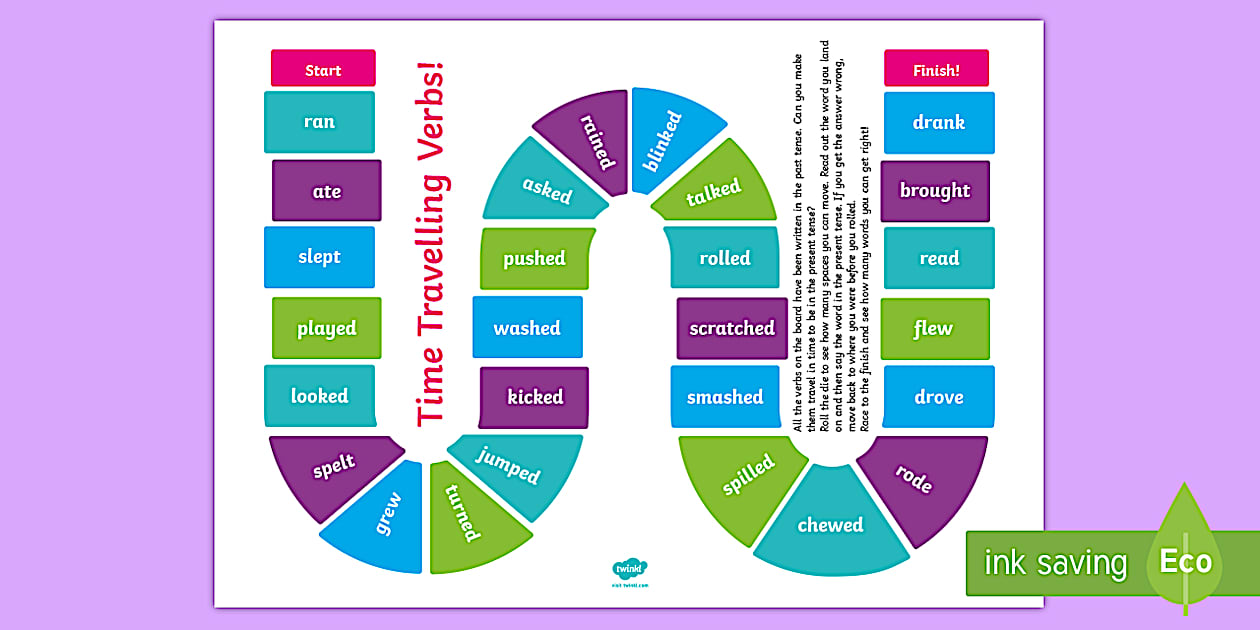 Editable Past Tense to Present Tense Verbs Board Game